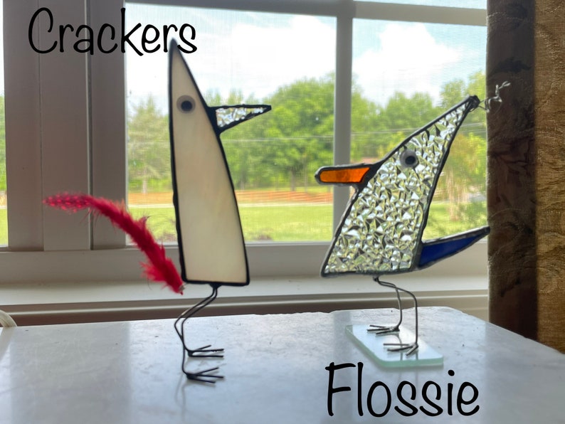 Scrappy Birds Stained Glass Crazy Birds Etsy