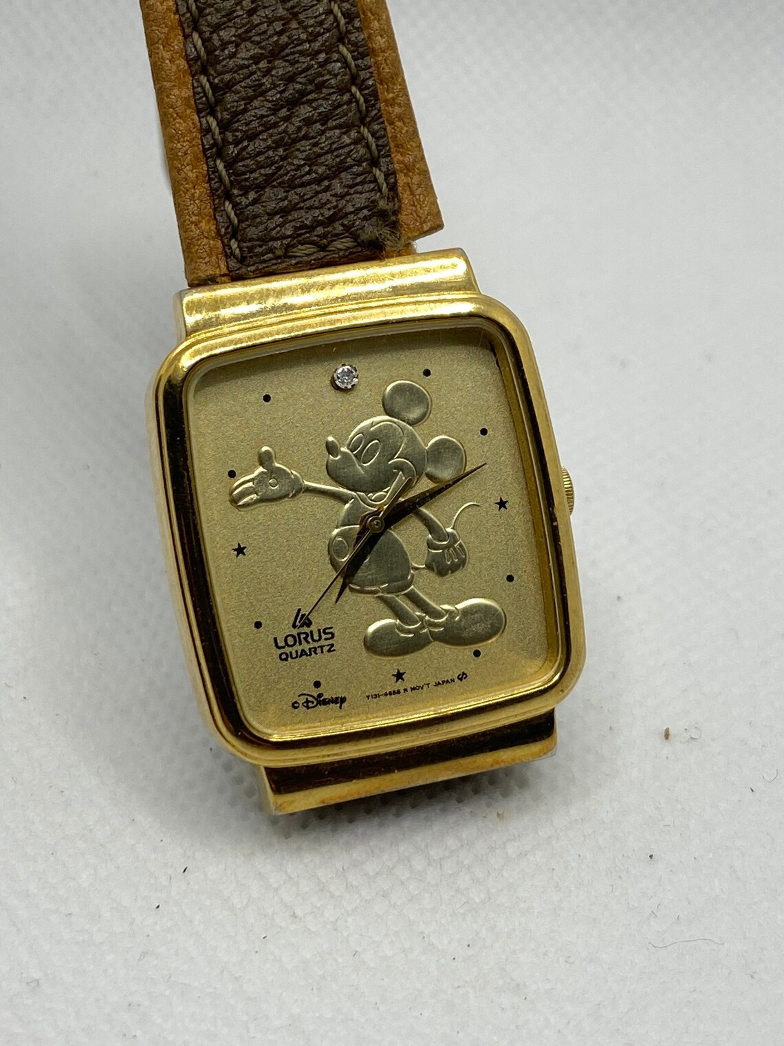 Mickey Mouse Watch with faux diamond Vintage Lorus Gold tone | Etsy