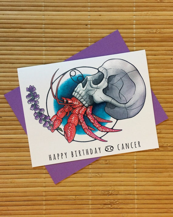 Greeting Cards Paper Cancer Birthday Card Modern Zodiac Astrology Card ...