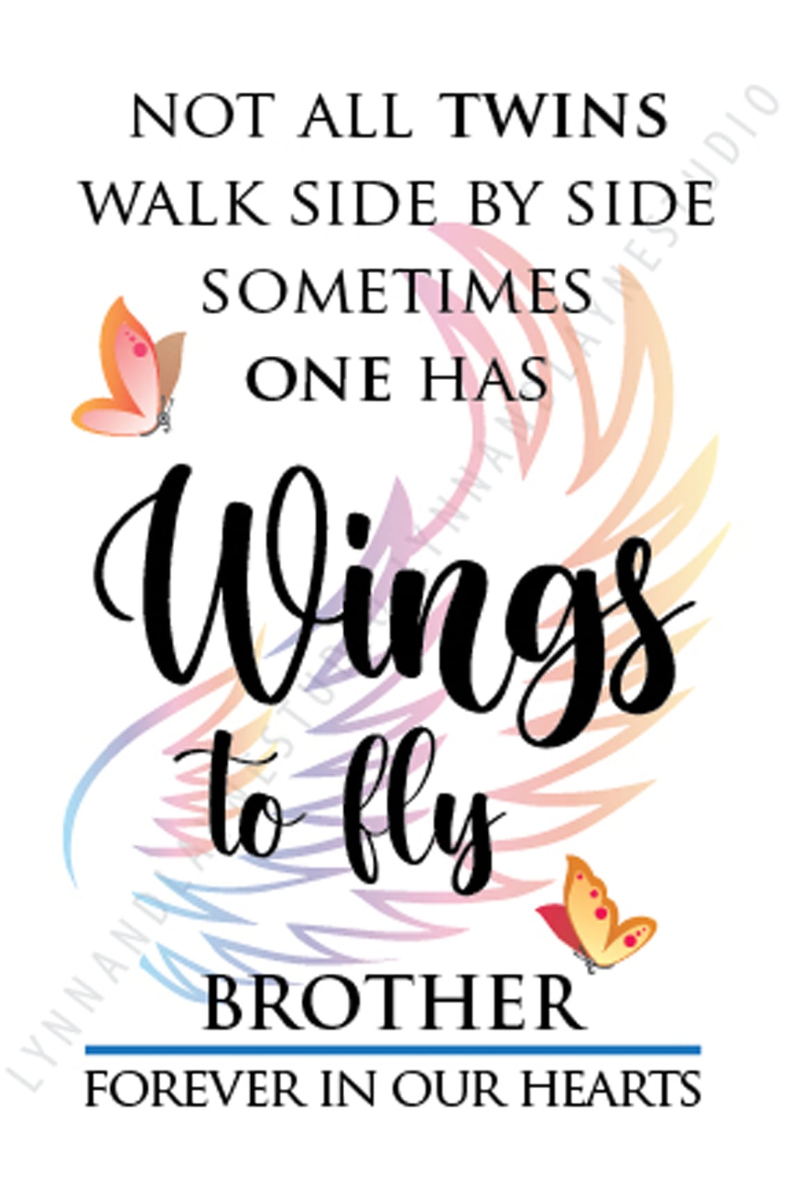 Twin brother memorial print/twin in heaven gift/loss of twin | Etsy