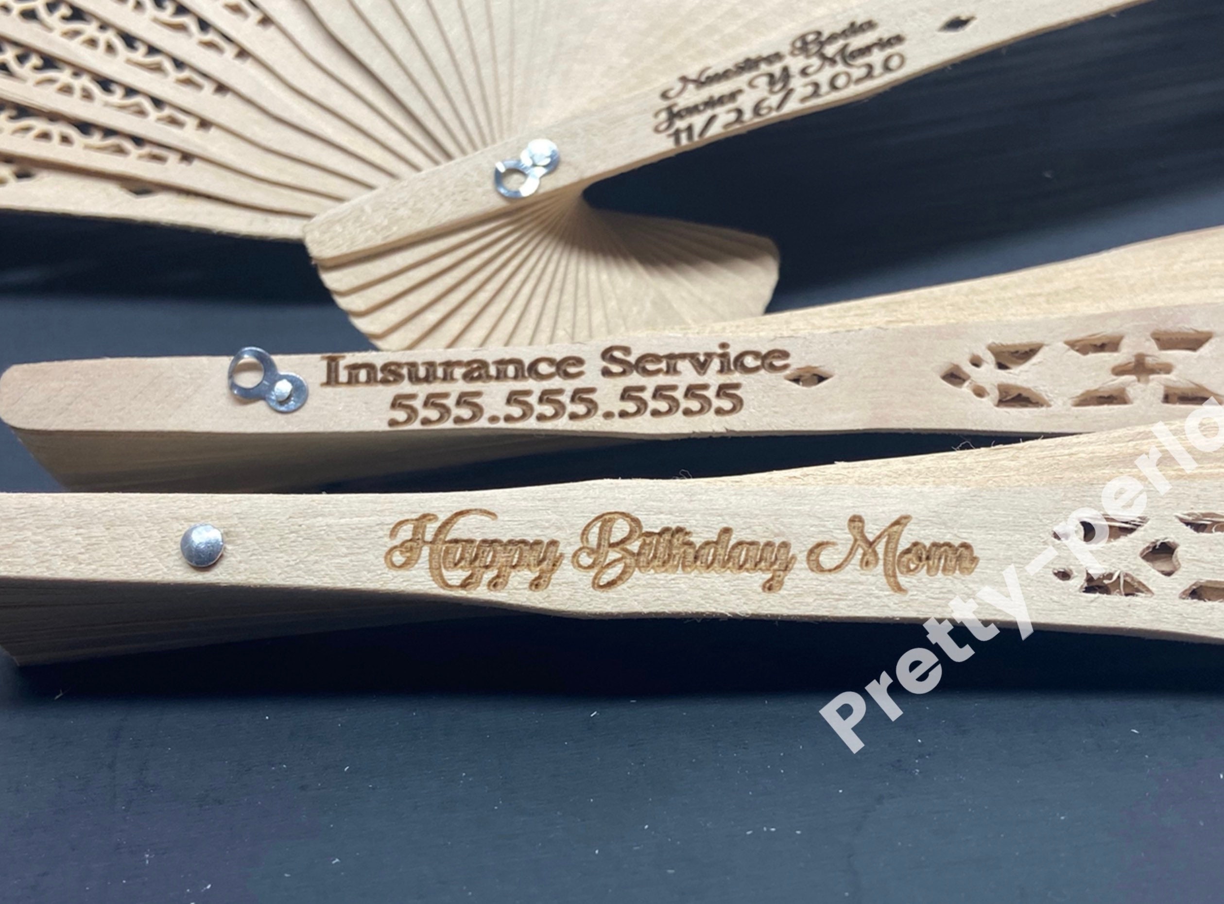 Engraved wood fans/wedding/birthday favors gift giveaway 125 | Etsy