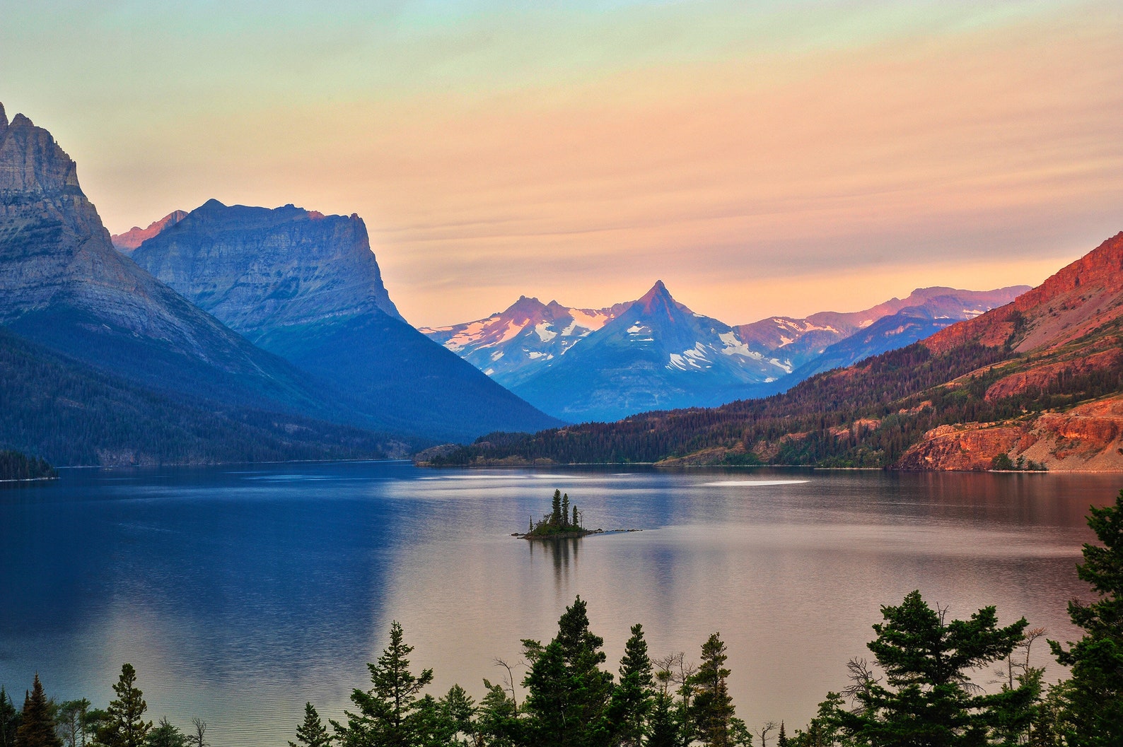 Wild Goose Island, Glacier National Park, Canada, Sunrise, Mountain ...