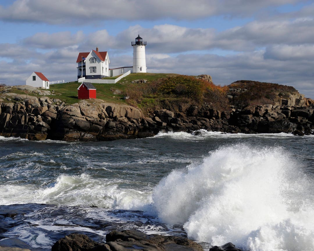 Nubble Lighthouse, Maine, Cape Neddick, Ocean, Waves, Photographic ...