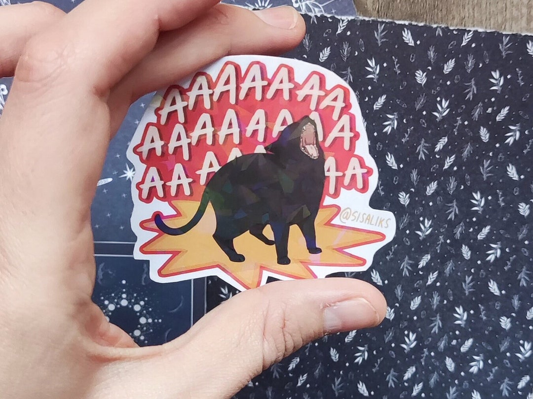 Black Cat Holographic Sticker Screaming Cat Meme Screaming Cat AAA Mood ...