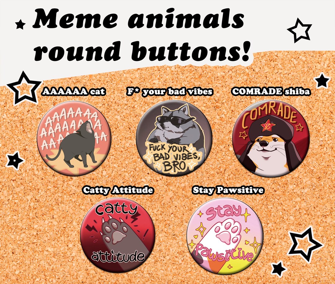 Animal Internet Meme Pin Button Badges / Shiba Doge Communist Meme ...