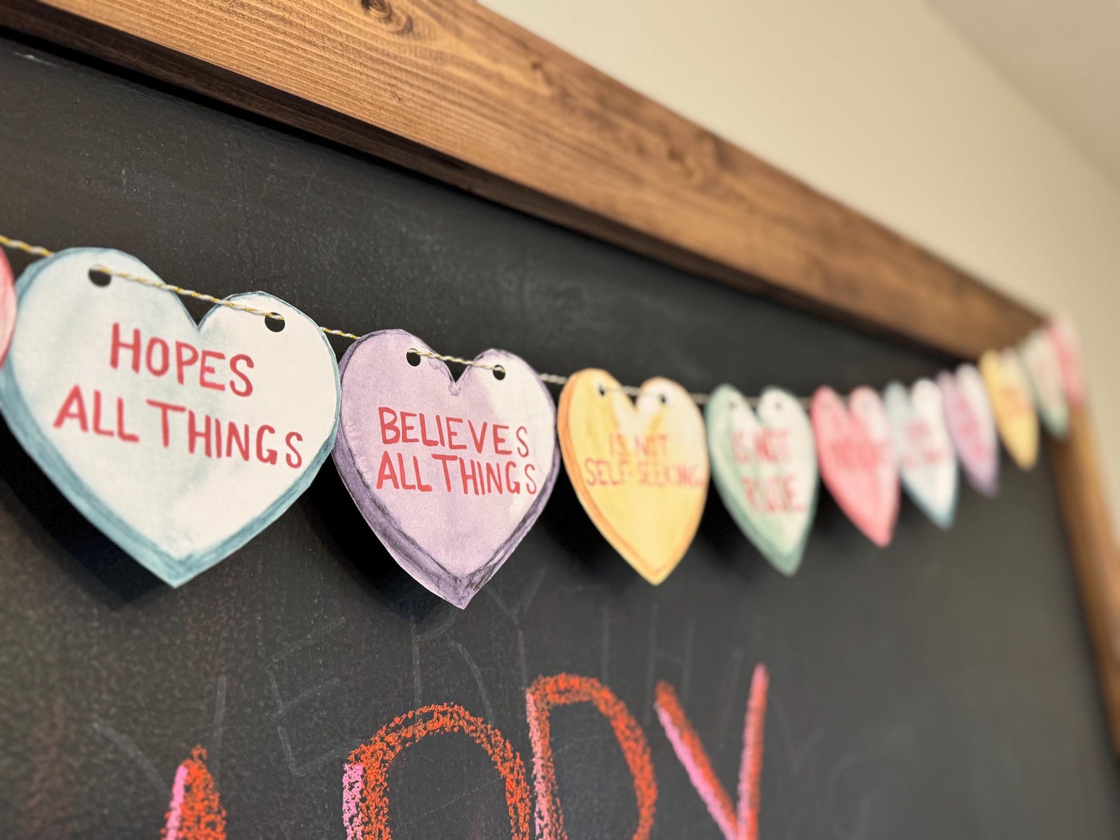 Candy Hearts Banner - 1 Corinthians 13 - Valentines Day Decorations ...