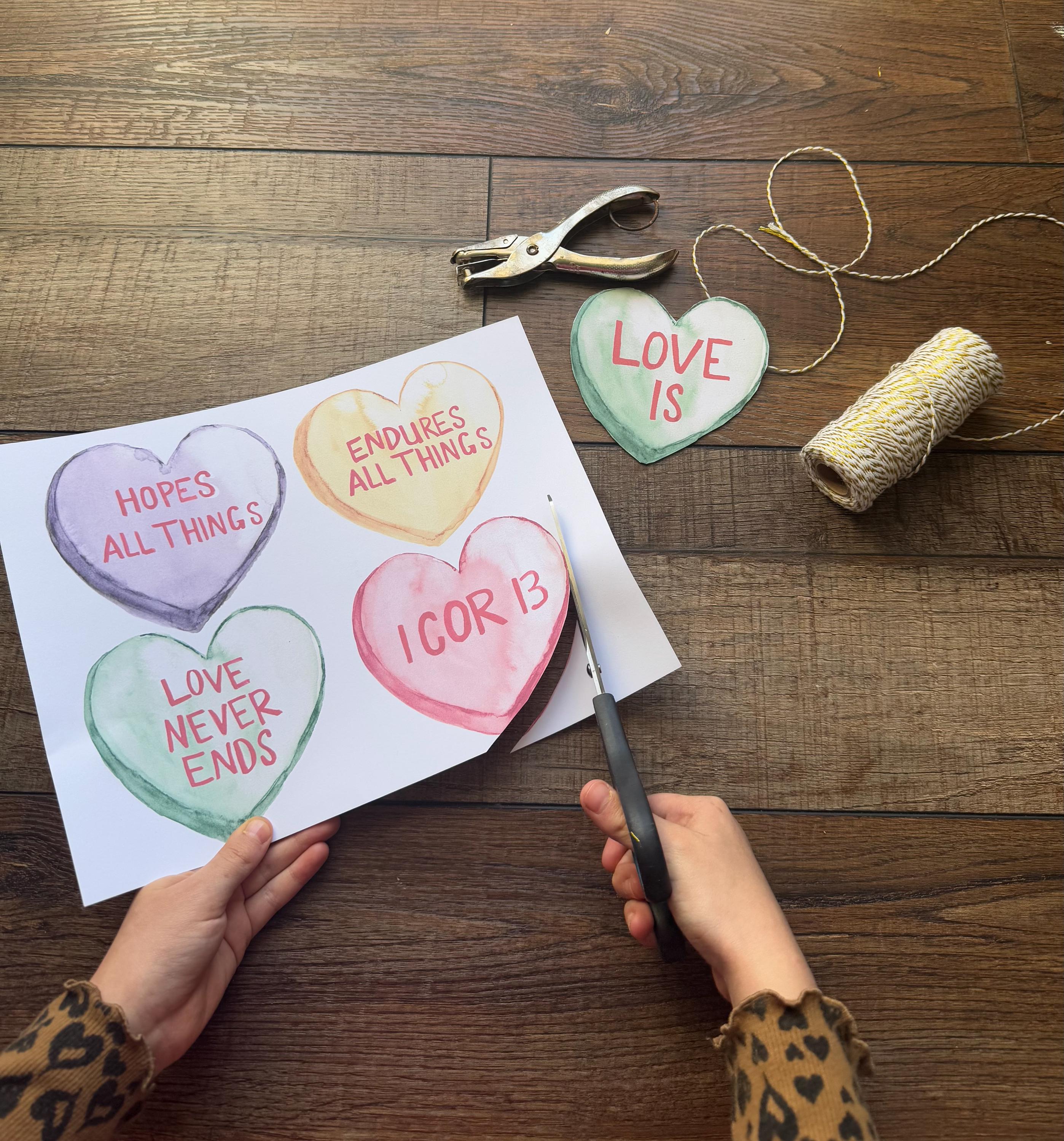 Candy Hearts Banner - 1 Corinthians 13 - Valentines Day Decorations ...