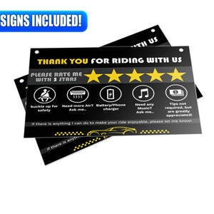 New Uber Lyft Rideshare Ratings Heardrest Laminated Sign (black ...