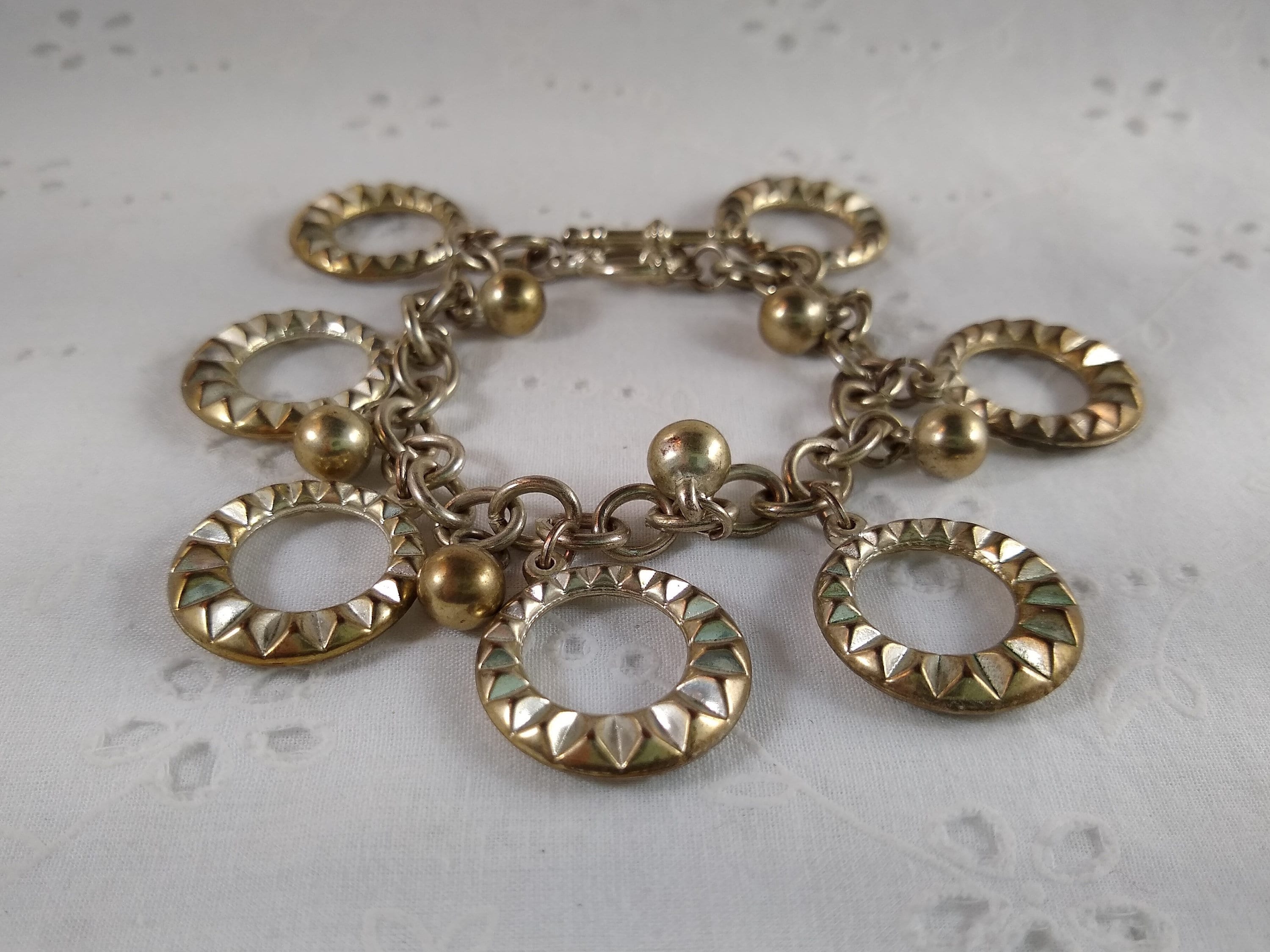 Vintage Dangling Circles Bracelet Nice Vintage Patina - Etsy