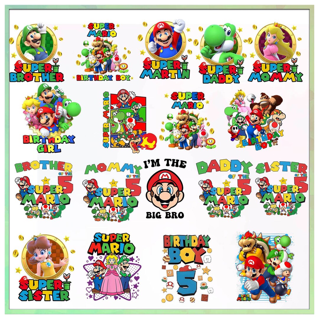 Mario Bundle 18 Png Bundle, Super Mario SVG Bundle Mario Family Svg ...
