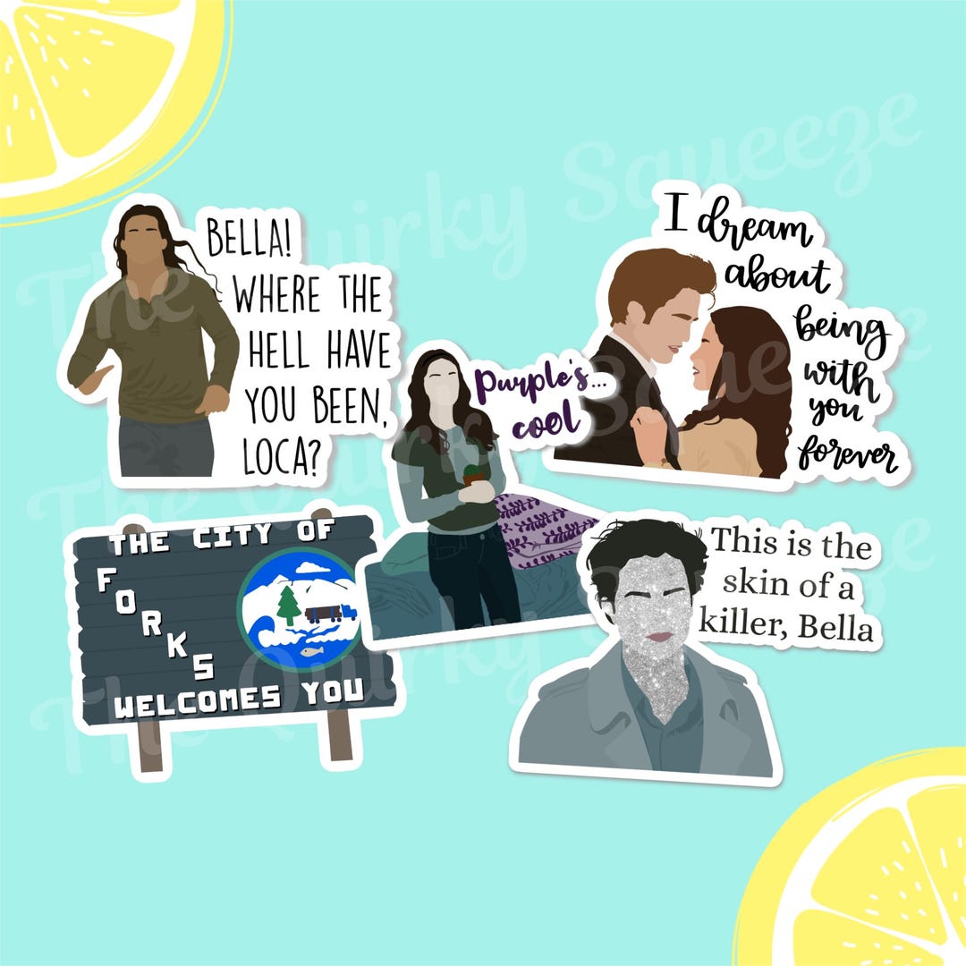 Edward and Bella Illustration Vinyl Waterproof Sticker, Vampire Movie ...