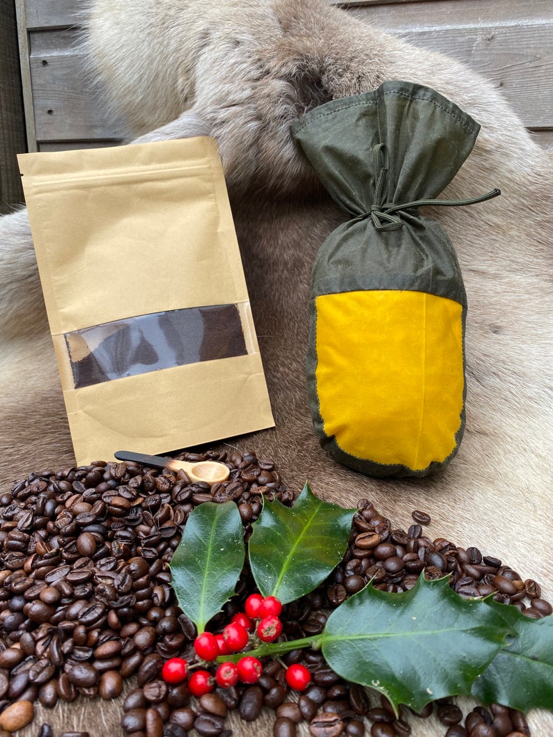 Waxed Cotton Sami Coffee Bag Mustard and Chocolate Colour - Etsy