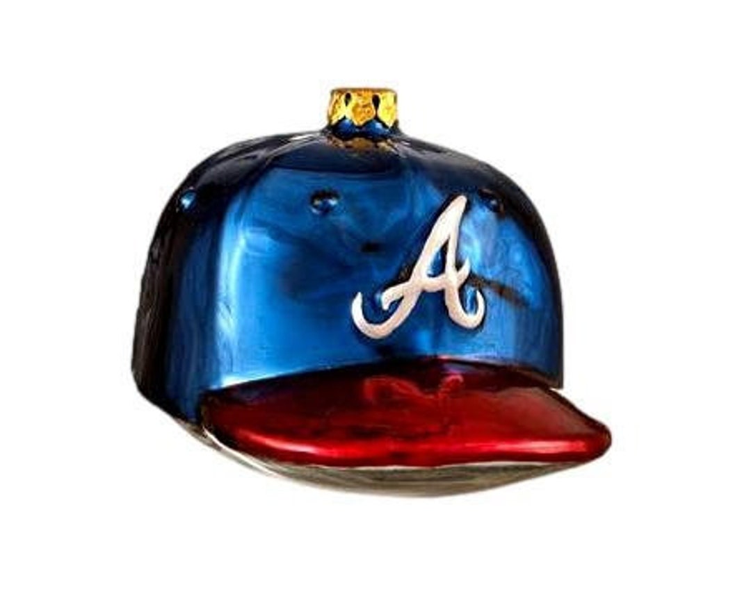 Atlanta Braves Rare Blown Glass Baseball Cap Christmas Ornament Mint in ...