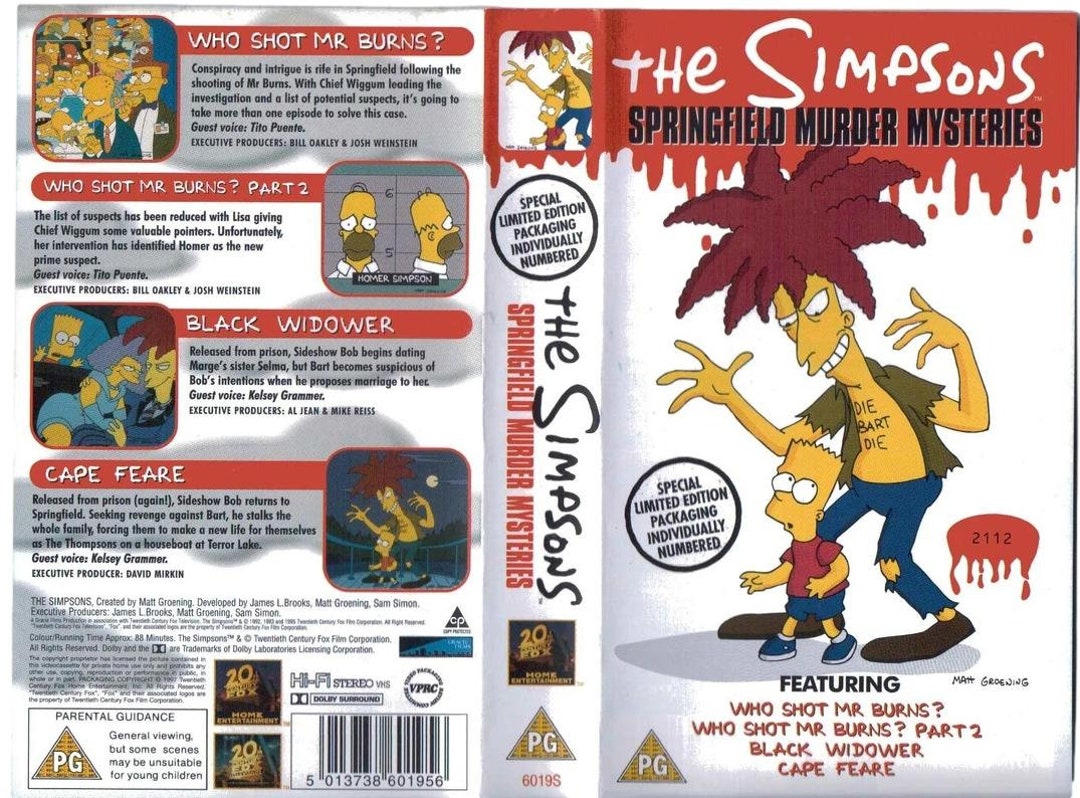 The Simpsons VHS PAL Springfield Murder Mysteries UK Import - Etsy Finland