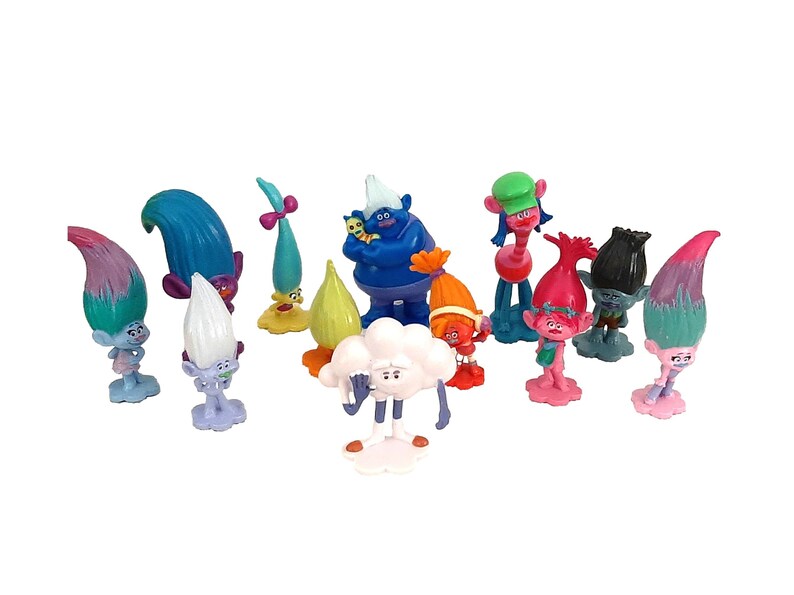 Trolls Birthday Cake Toppers 12 New Rubber Toy Figures Party - Etsy