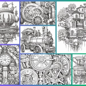 30 Steampunk Coloring Pages, Coloring Pages for Men Women, Adult ...