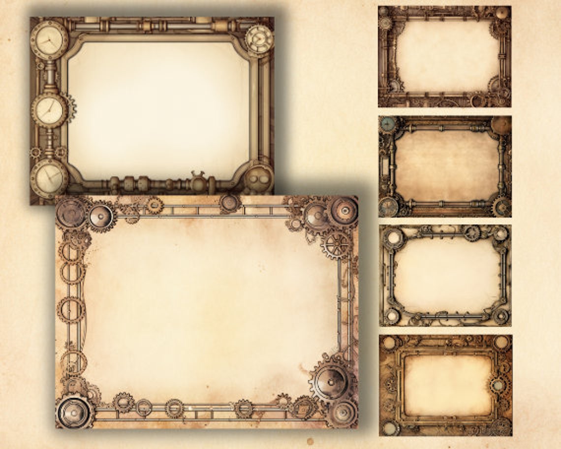Steampunk Printable Journal Paper, Stationery, Scrapbooking, Digital ...