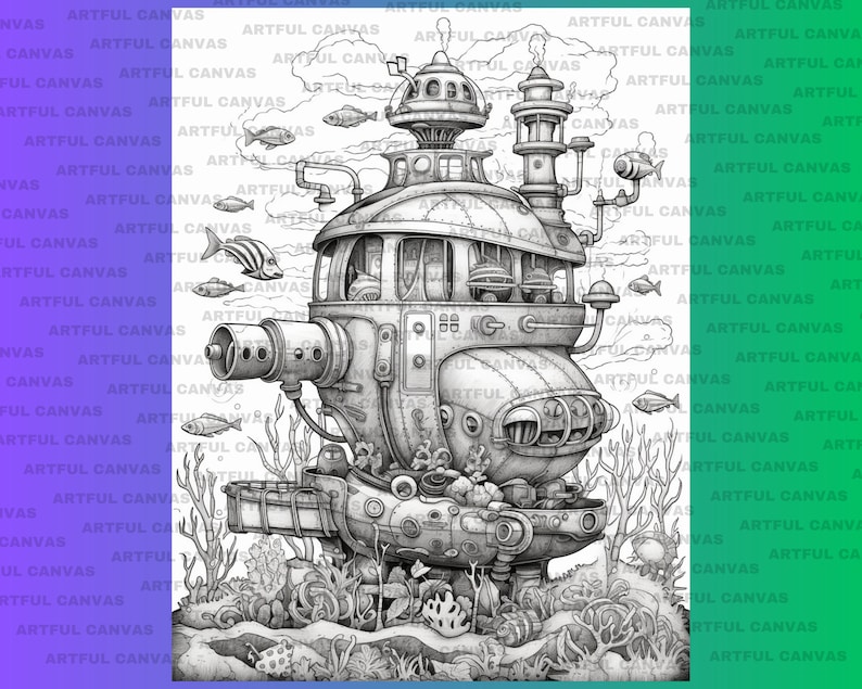 30 Steampunk Coloring Pages, Coloring Pages for Men Women, Adult ...