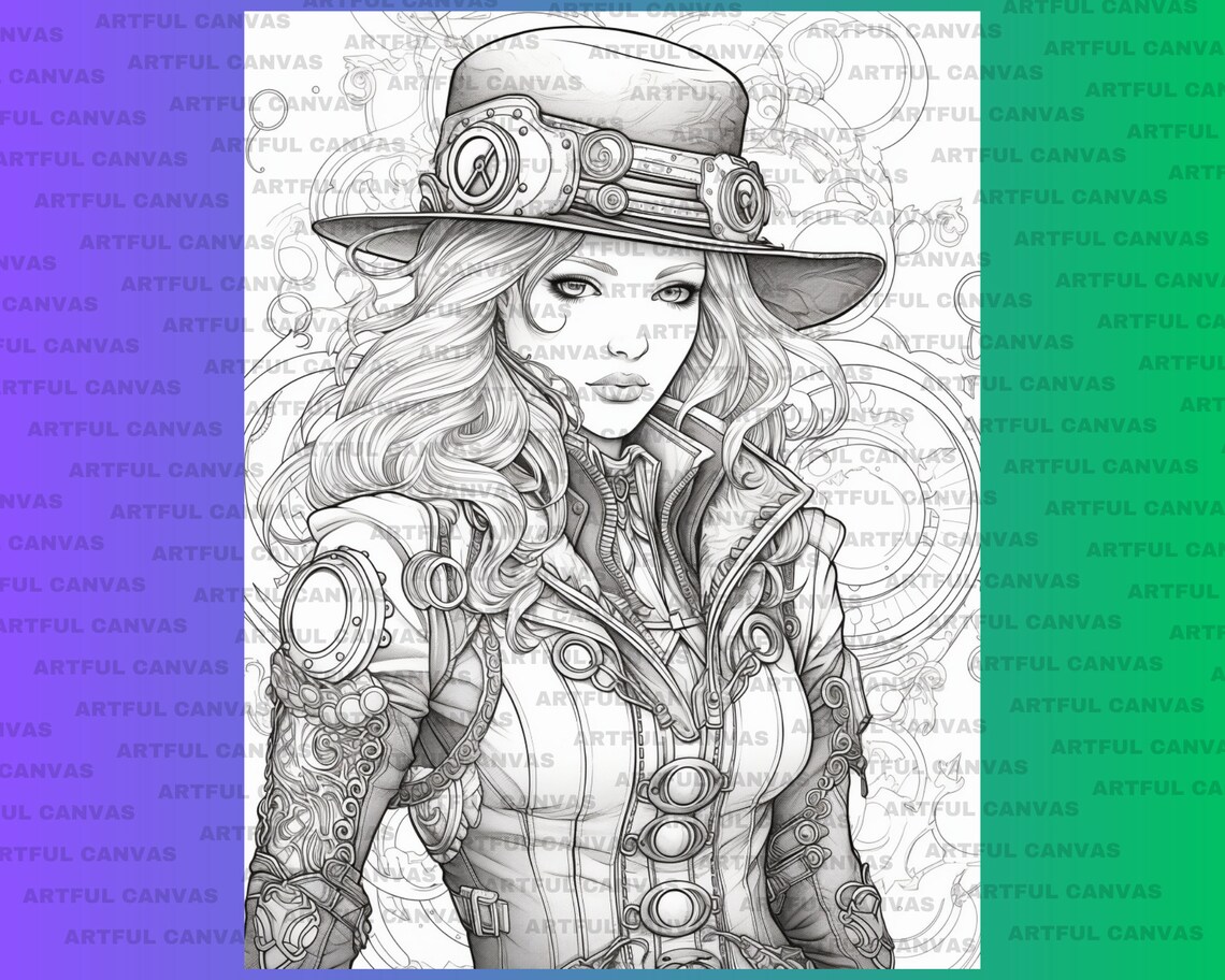 30 Steampunk Coloring Pages, Coloring Pages for Men Women, Adult ...