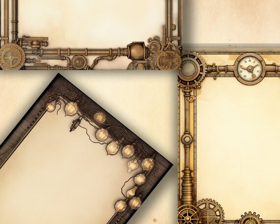 Steampunk Printable Journal Paper, Stationery, Scrapbooking, Digital ...