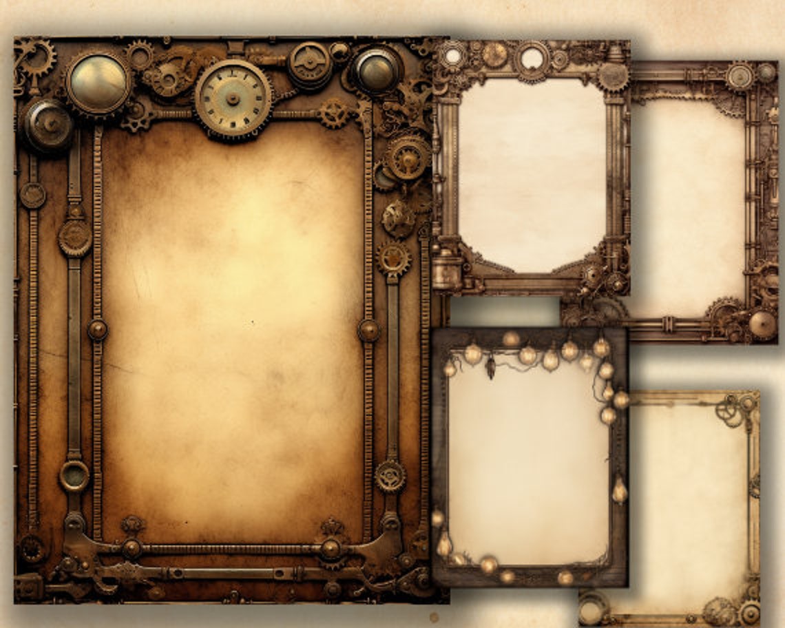 Steampunk Printable Journal Paper, Stationery, Scrapbooking, Digital ...