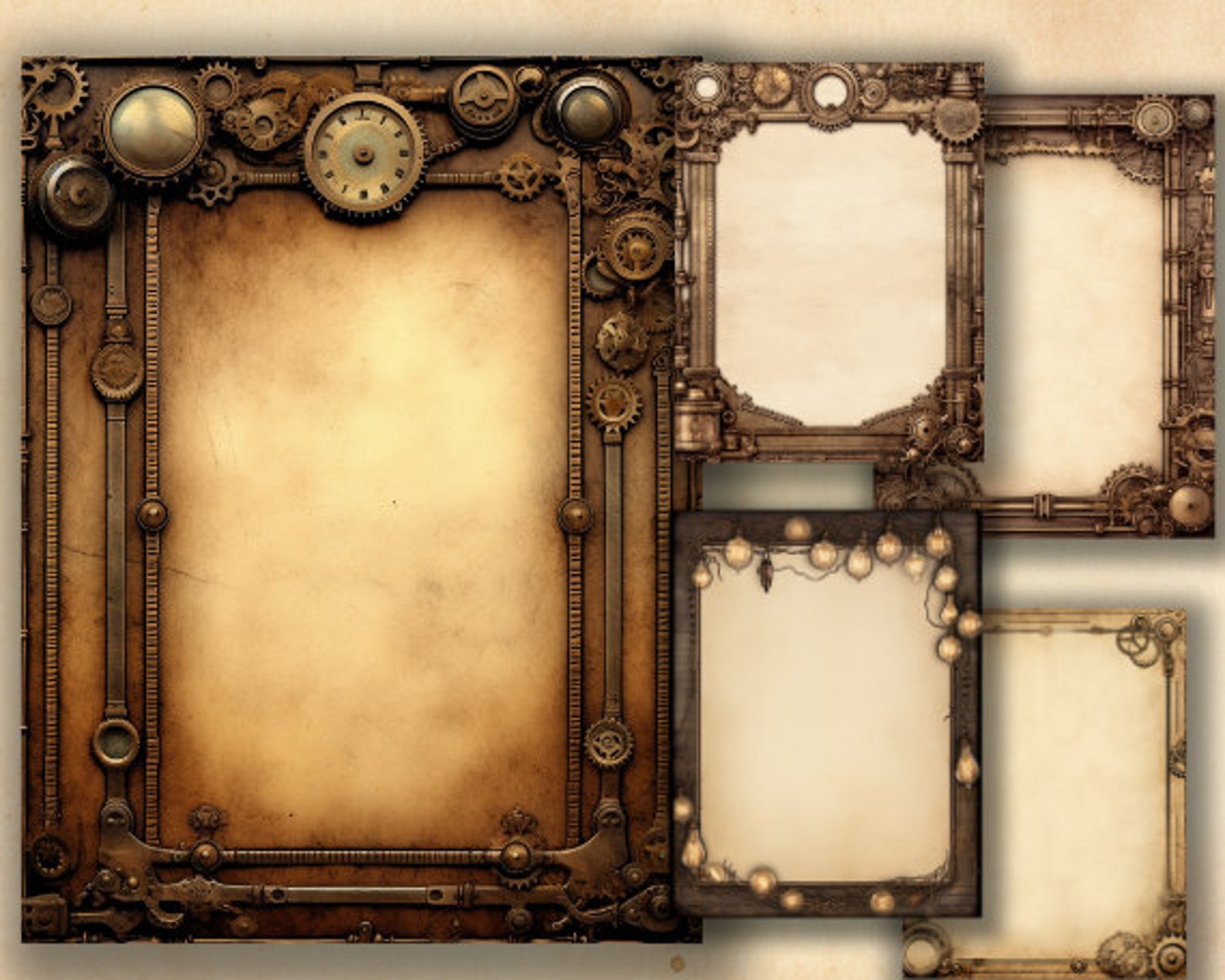 Steampunk Printable Journal Paper, Stationery, Scrapbooking, Digital ...