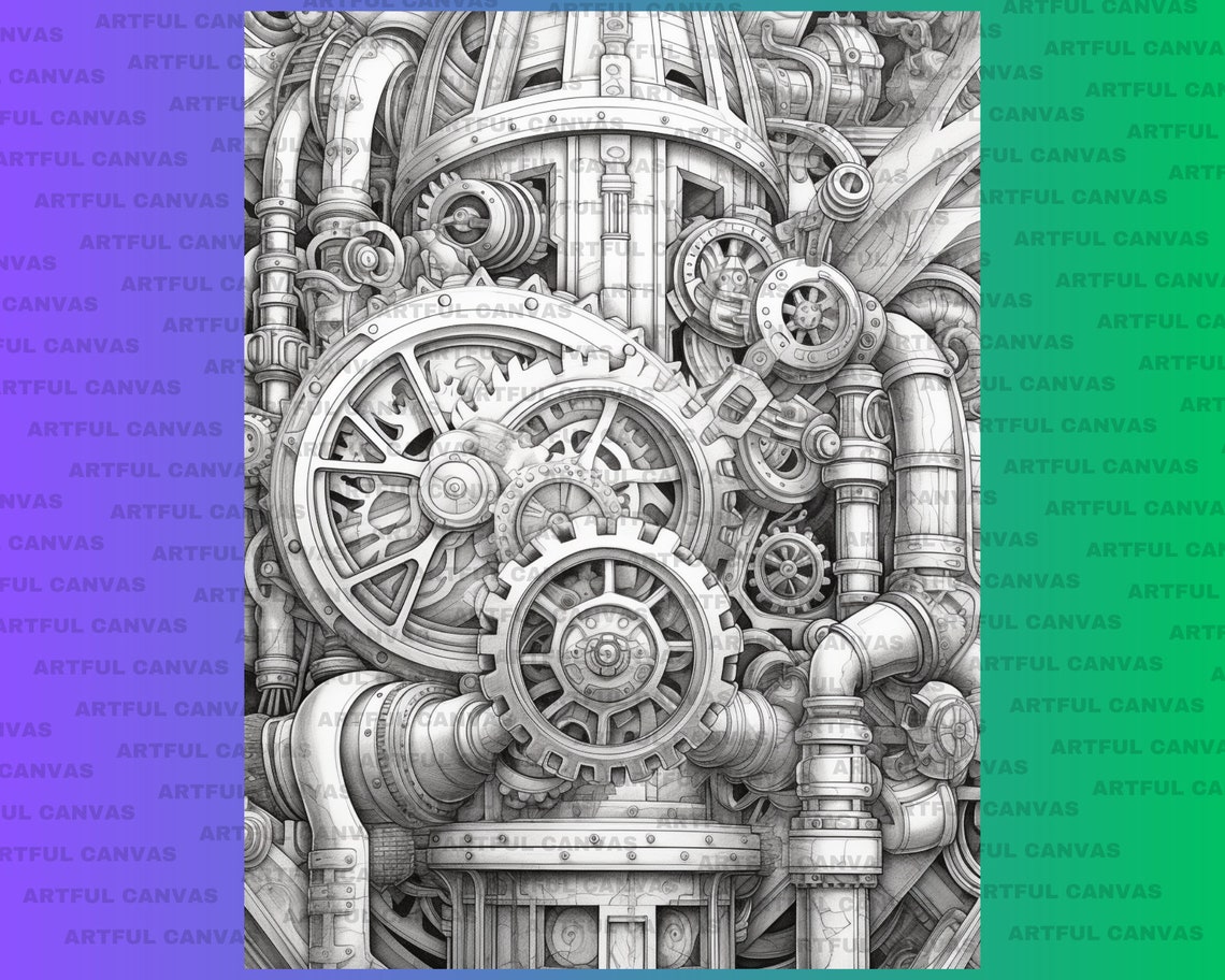 30 Steampunk Coloring Pages, Coloring Pages for Men Women, Adult ...