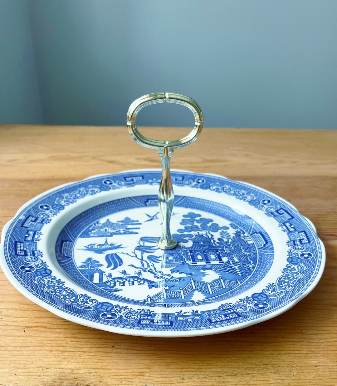 Spode Blue Room Willow Serving Plate With Center Handle Canapé - Etsy