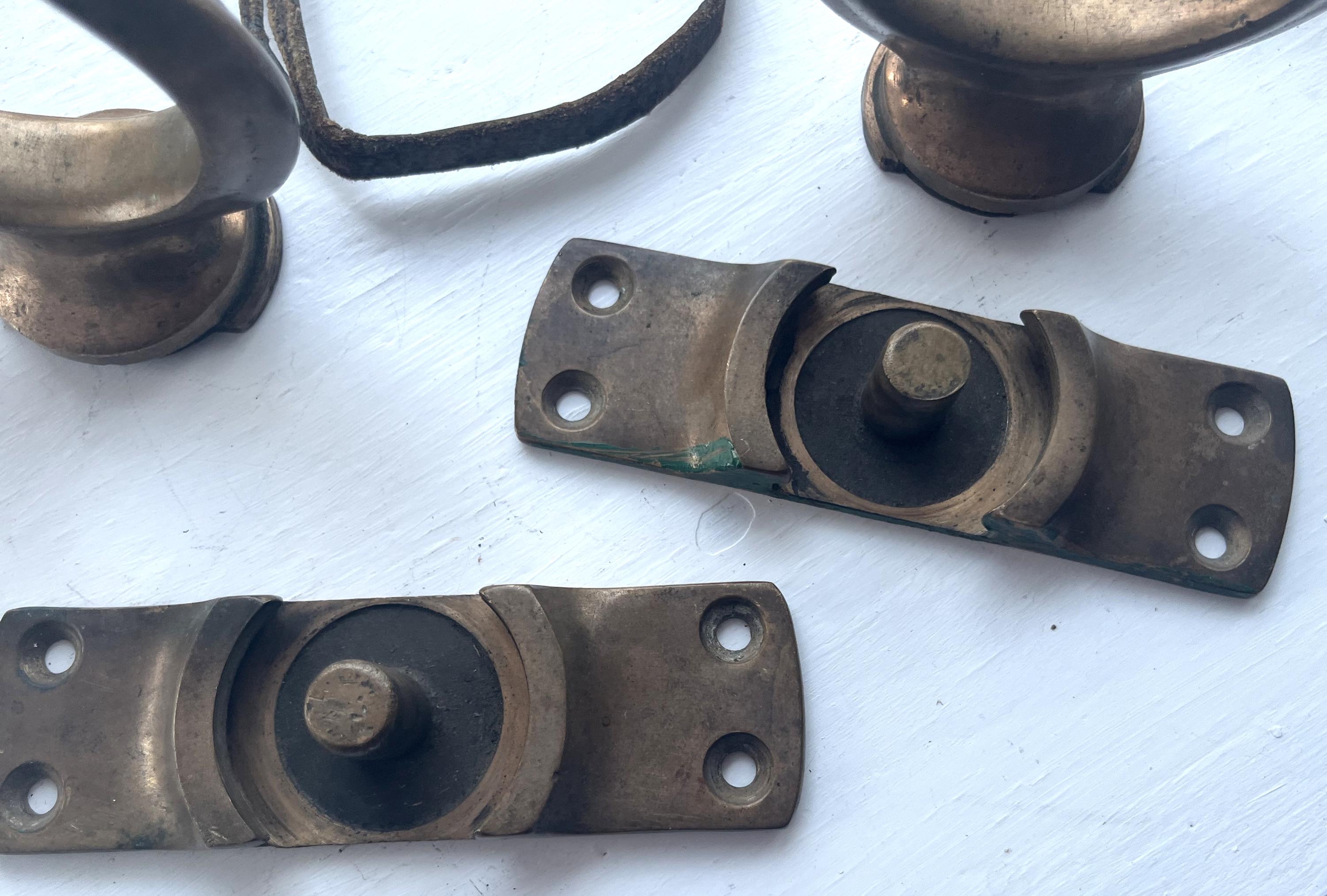 Vintage Bronze Swivel Mount Oar Locks With Leather Straps - Etsy