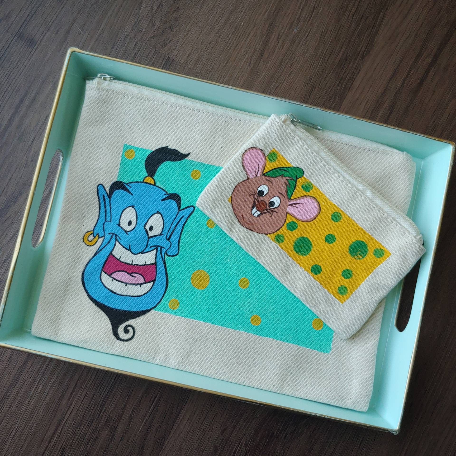 Genie Inspired // Large Hand Painted Zipper Pouch - Etsy