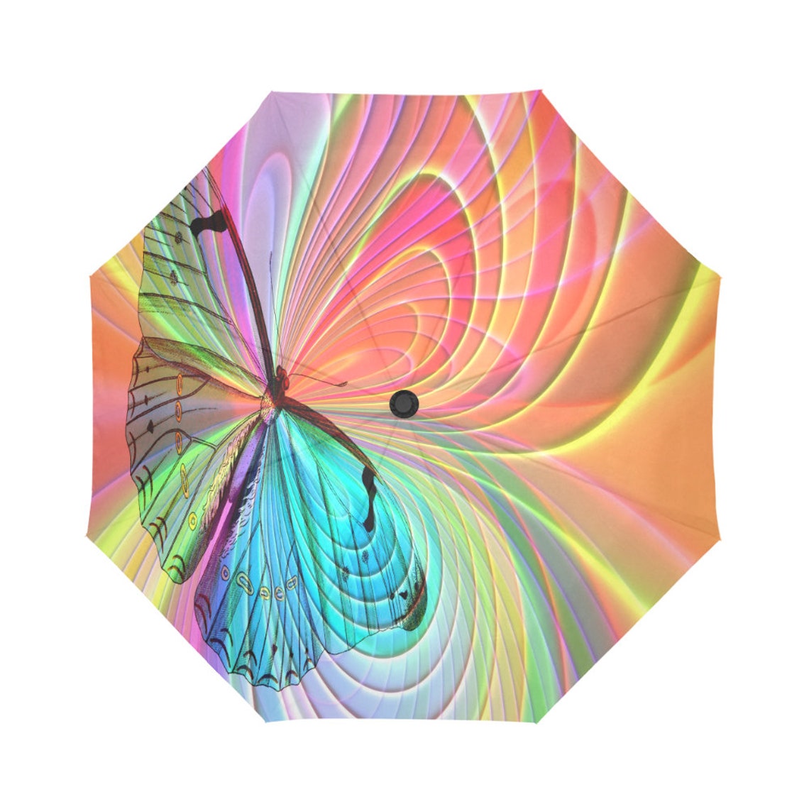 Anti-uv Butterfly Swirl Multi-color Automatic Foldable Umbrella - Etsy