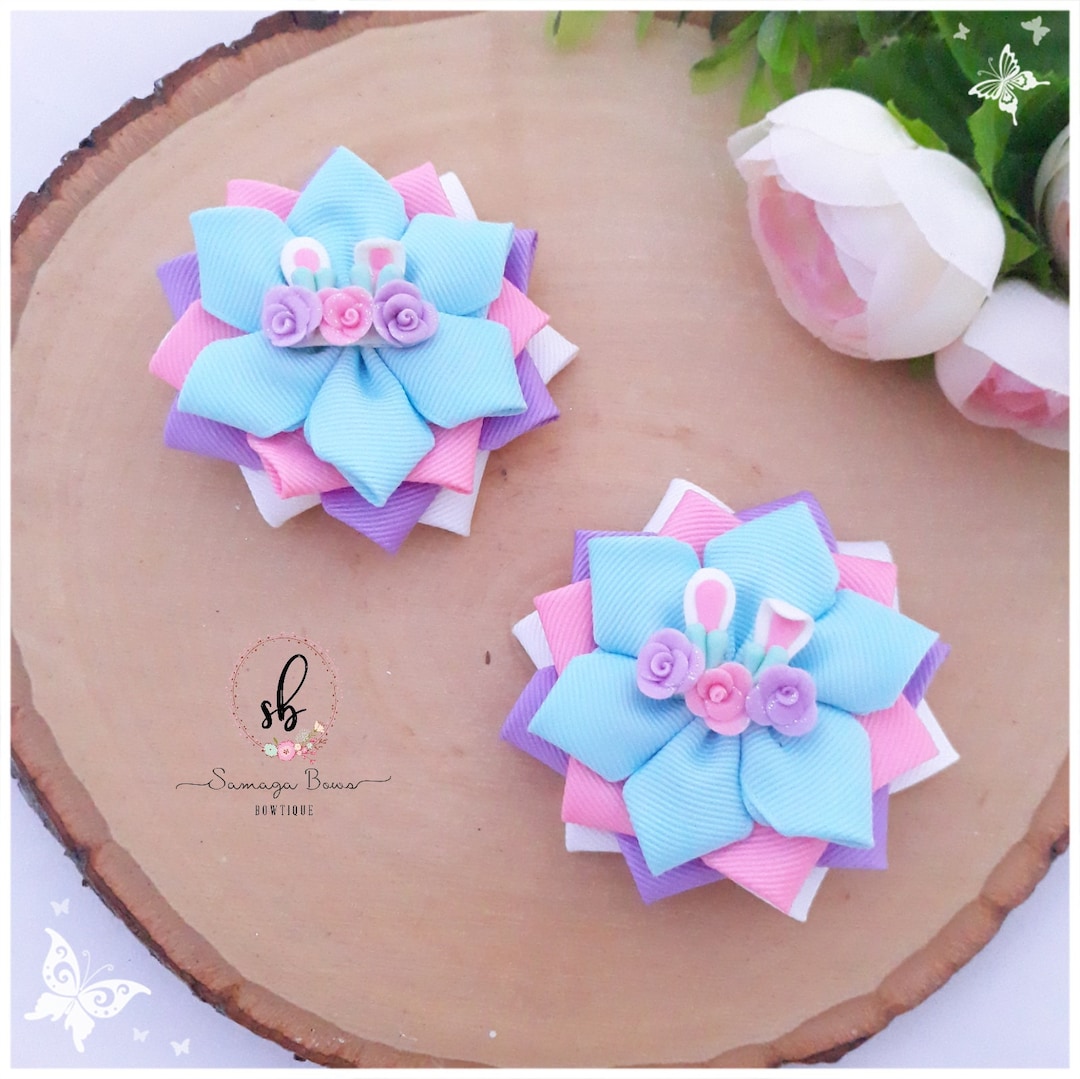 Easter Hair Bows, Easter Hair Clips, Easter Bunny Ears Hairclips ...