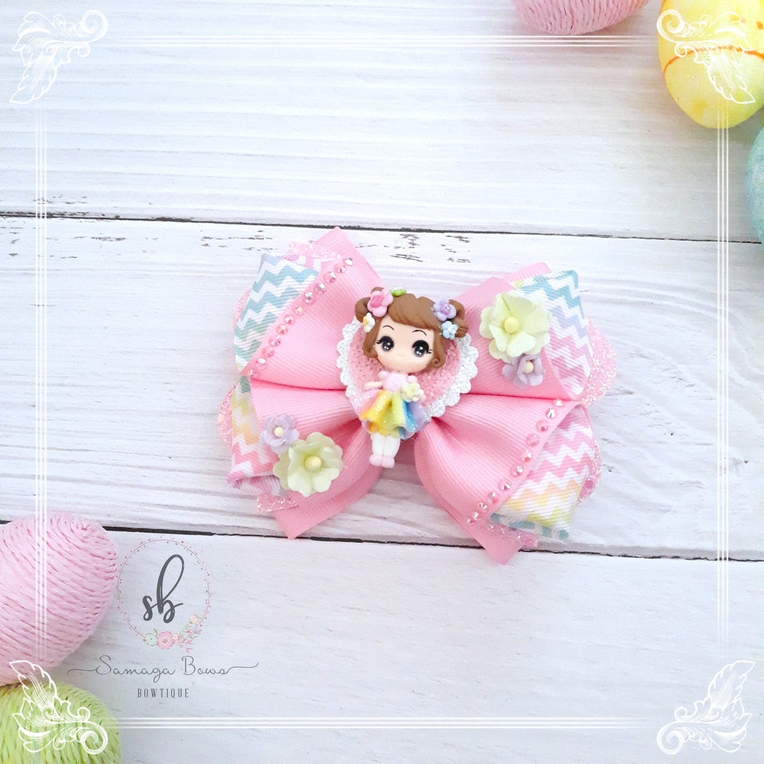 Pink Hair Bow, Pink Bow With Doll, Hair Bow for Girls, Hairbow With ...