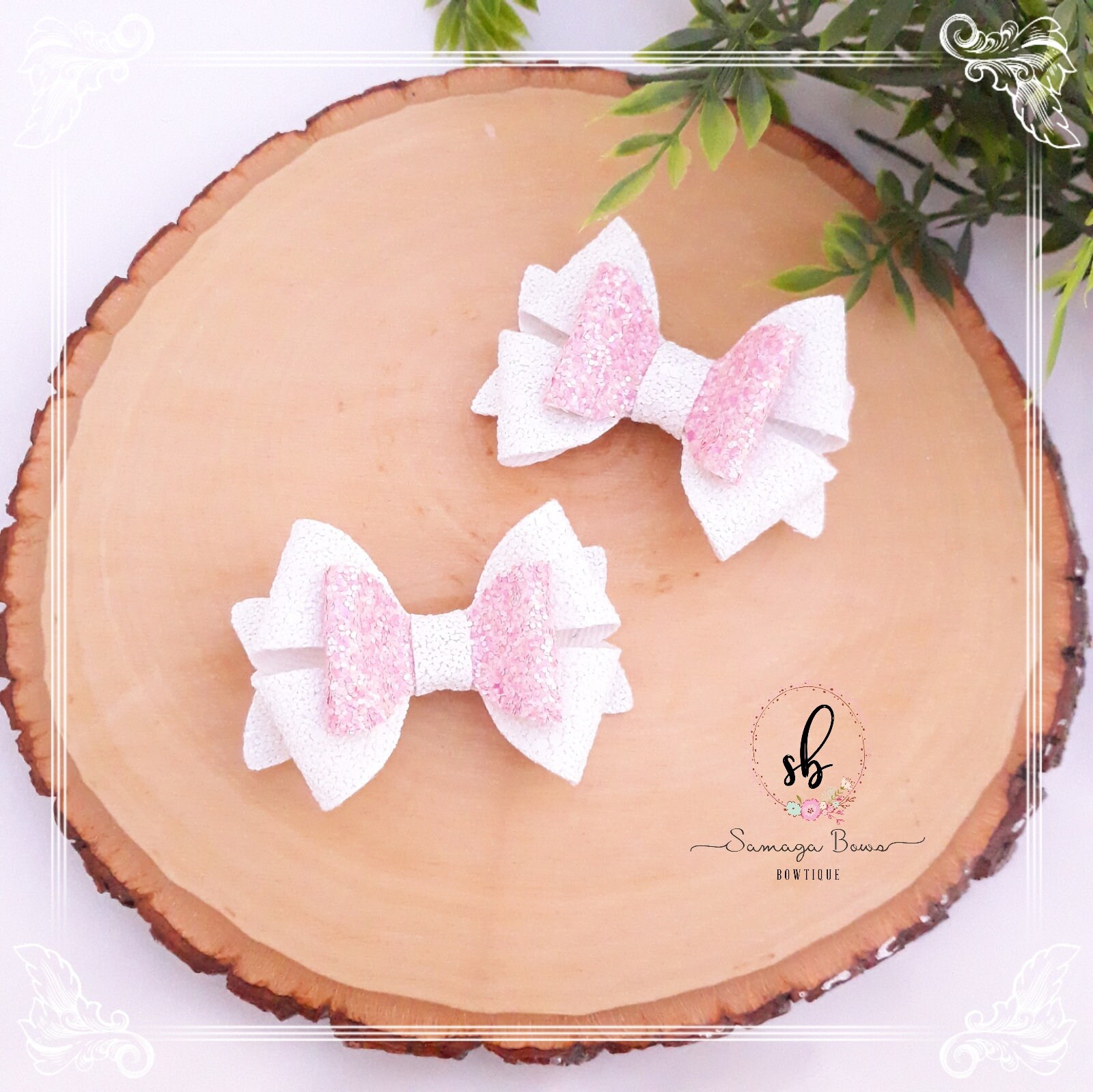 White Glitter Bows White Piggy Bows Toddler Girl Hair Bows - Etsy