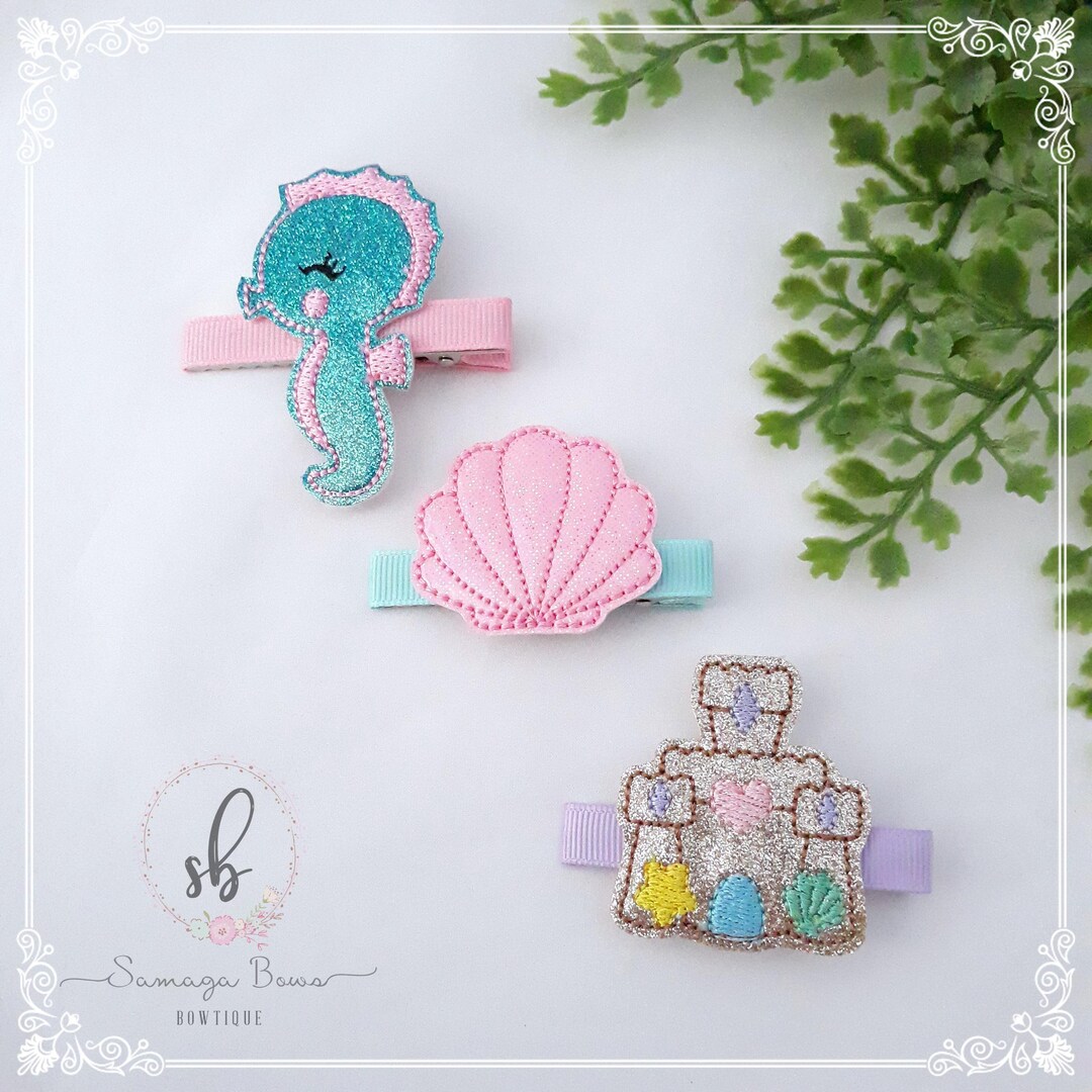 Under the Sea Hair Clips, Seahorse Hair Clip, Castle Hairclip ...