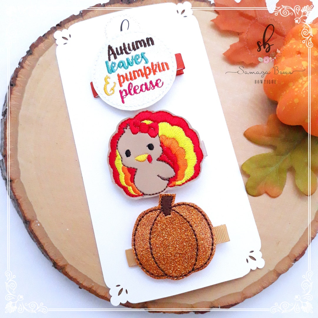 Thanksgiving Hair Clips, Felt Hair Clips, Toddler Girl Hair Clip, Fall ...