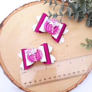 Pumpkin Piggies Bows, Magenta Pigtail Set, Glitter Pigtails, Faux ...