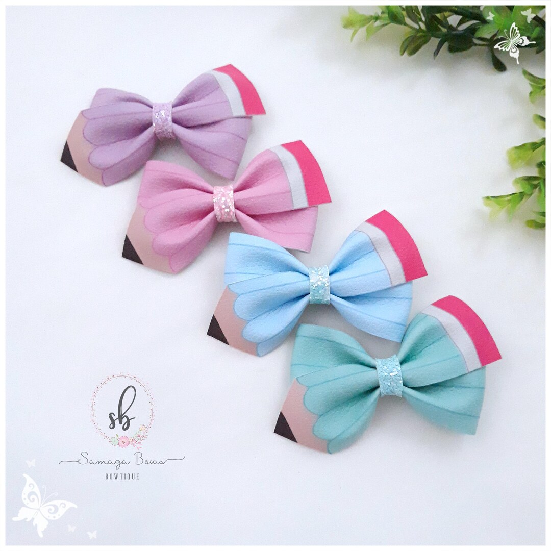 Pencil Hair Bows, Back to School Hair Bows, Pencil Hair Clips, Hair ...