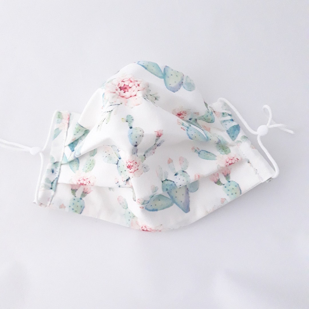 Cactus Face Mask, White Women Face Mask, Women Face Covering, Easy ...