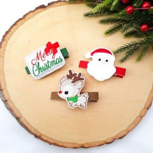 Christmas Felt Hair Clips, Santa Hair Clips, Baby Hair Clips Set ...