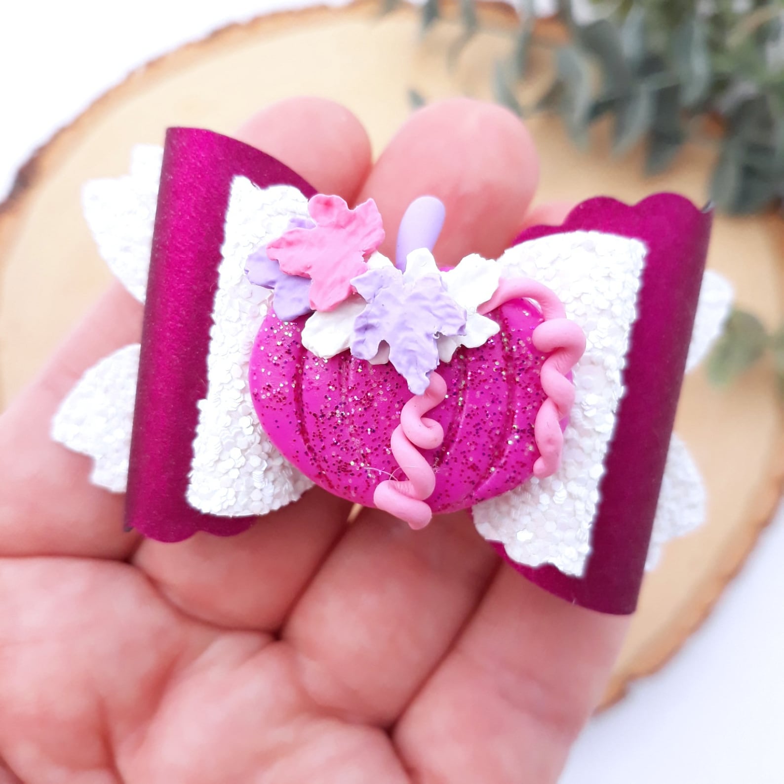 Pumpkin Piggies Bows Magenta Pigtail Set Glitter Pigtails - Etsy