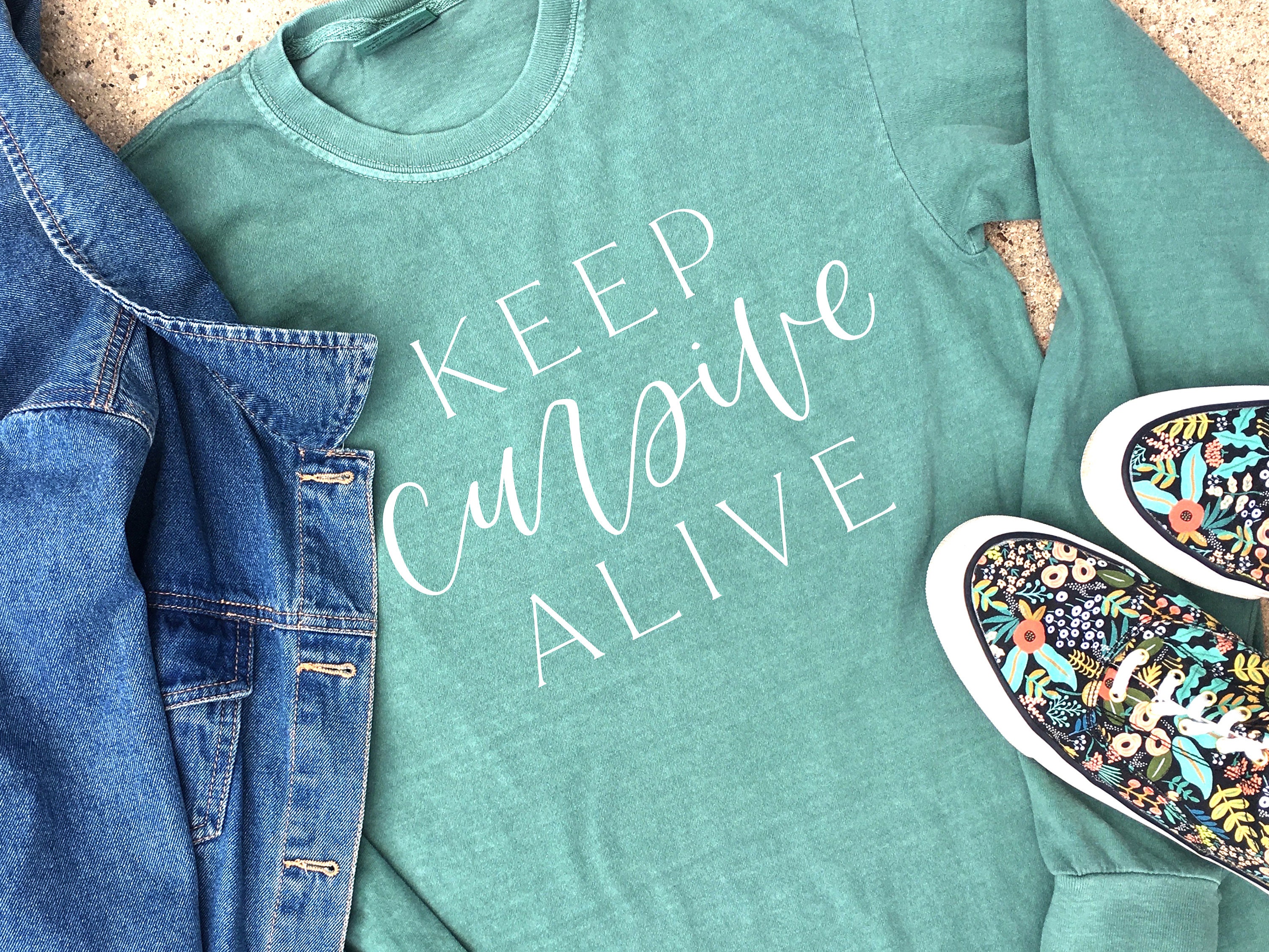 Keep Cursive Alive Long Sleeve Graphic Tee Comfort Colors | Etsy