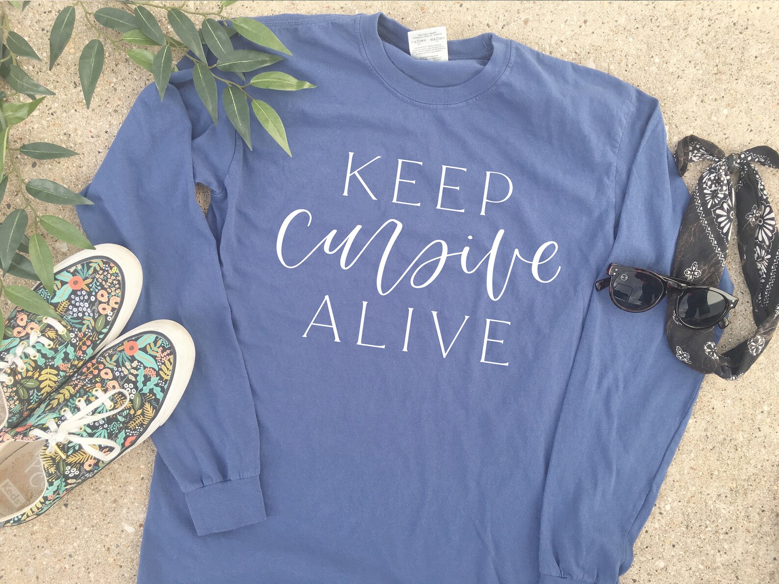 Keep Cursive Alive Long Sleeve Graphic Tee Comfort Colors - Etsy