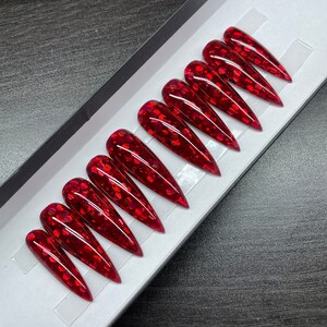 Blood Red Holo Glitter Press on Nails - Etsy
