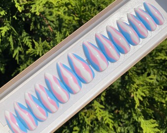 Trans Flag Nails - Etsy