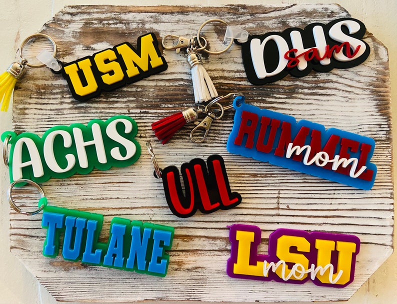 Personalized College Name Tag College Keychain High School - Etsy