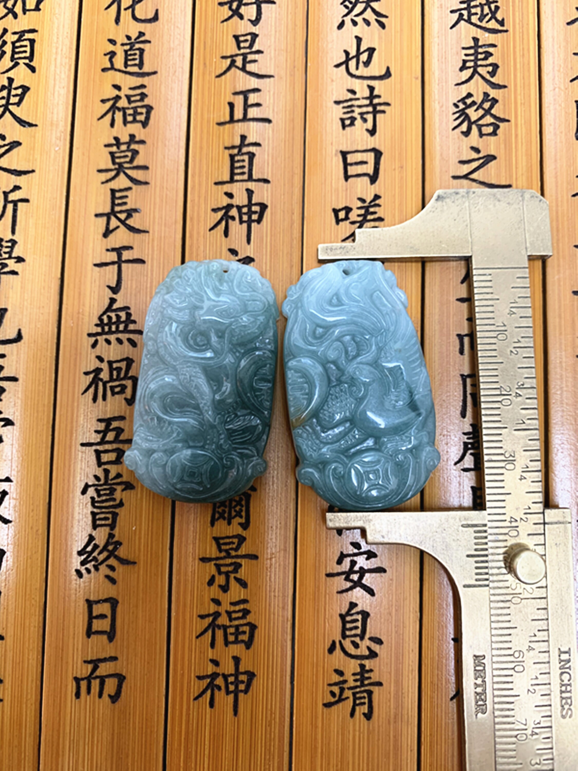 AAA exquisite genuine Natural dark green jade stone carved | Etsy