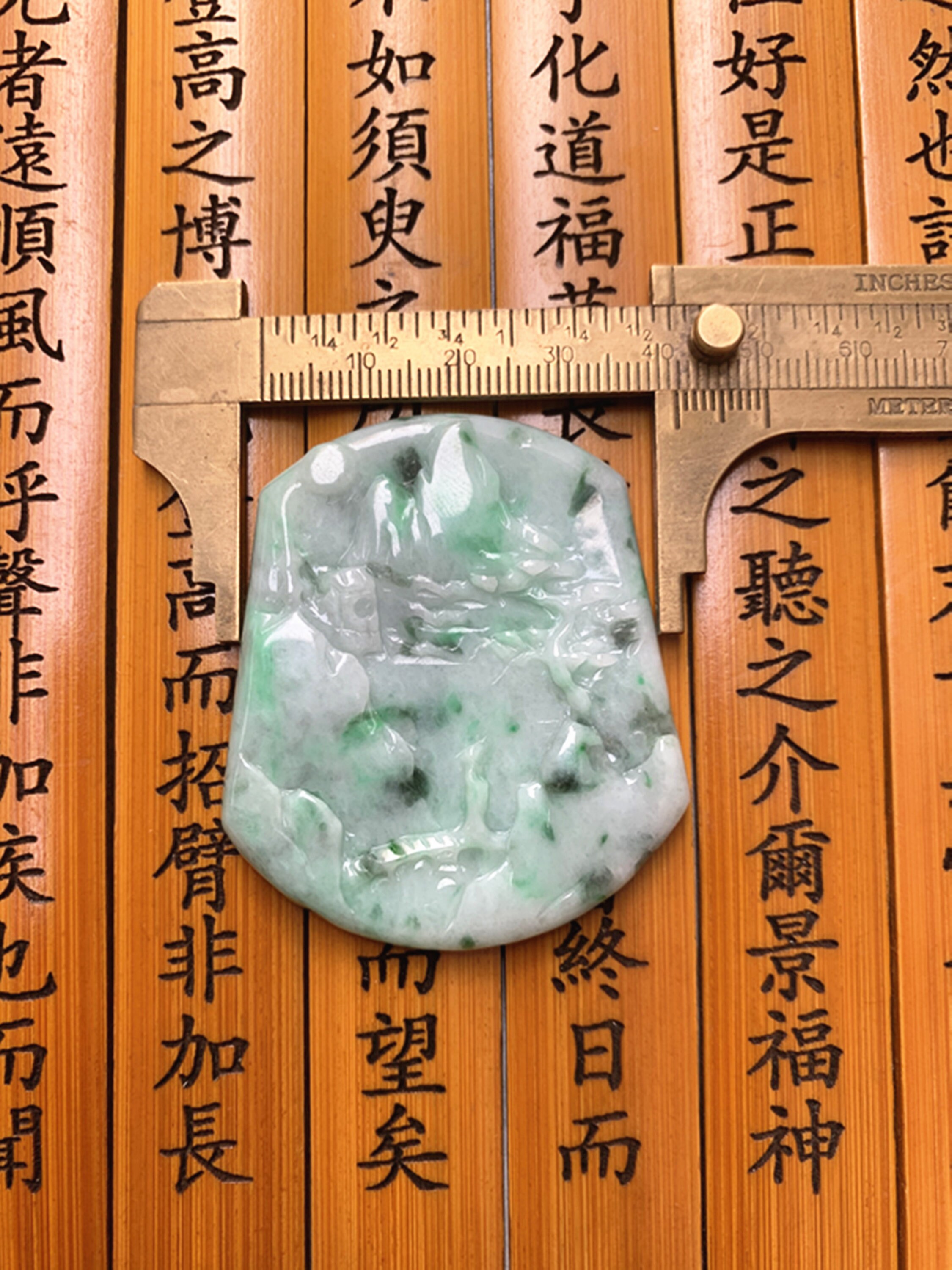 Rare Natural Light Green Jade Stone Engrave Jade Mountain | Etsy
