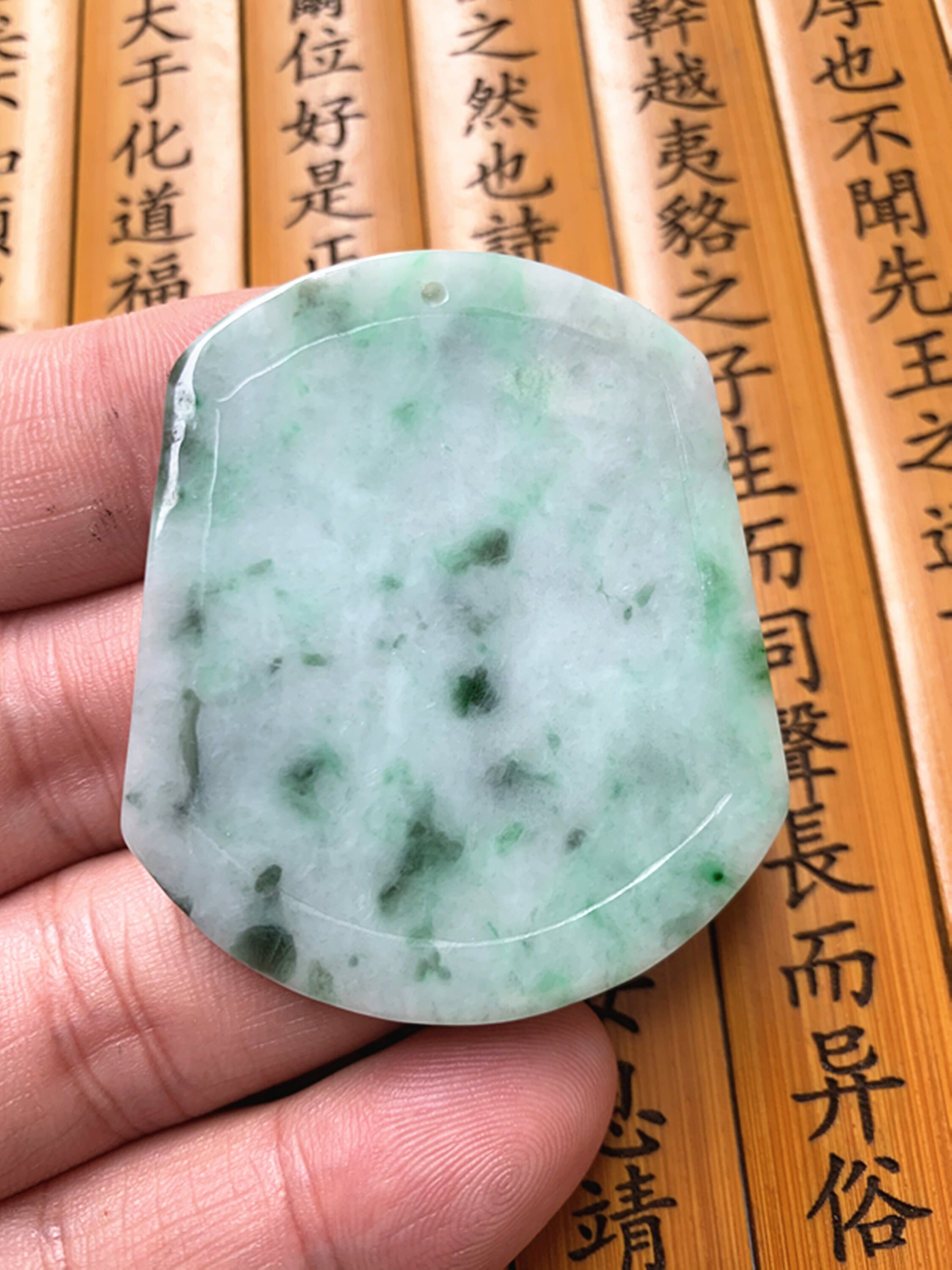 Rare Natural Light Green Jade Stone Engrave Jade Mountain | Etsy