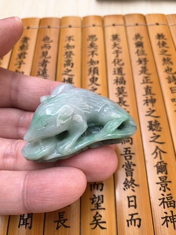 Unique Genuine AAA Natural Jade Rat Charm Hand Carved Rat - Etsy